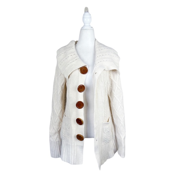 Boston Proper | Sweaters | Boston Proper Cream Lambswool Cable Knit ...